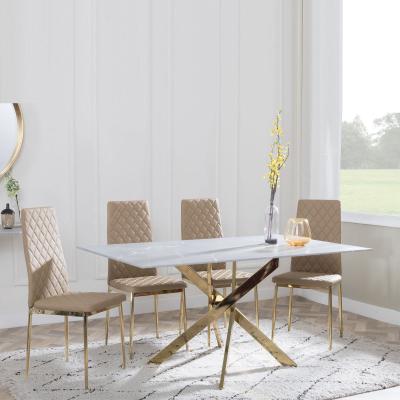 Clearance - Chopstick Grey Glass and Gold Metal Dining Set - Metro ...