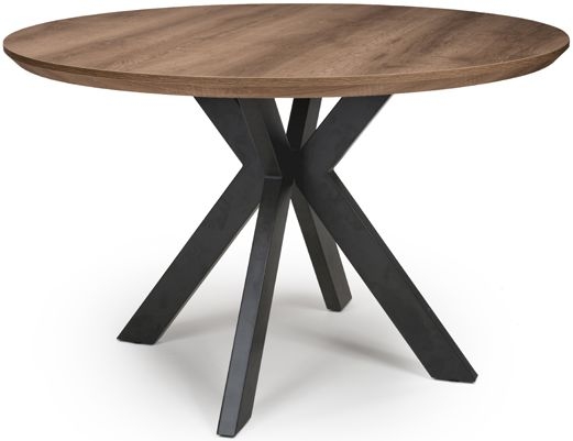 Manhattan Dining Table - Walnut - 4 Seater - 120cm - Round - Black ...