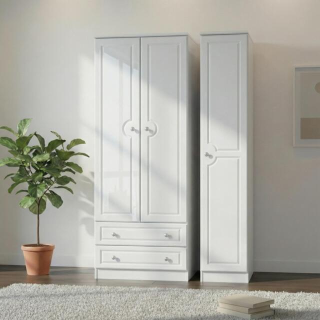 Pembroke White Gloss 3 Door Tall Triple Wardrobe - LHF 2 Drawers by ...