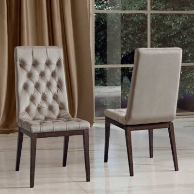 Camel Elite Day Patrician Walnut Italian Capitonne Dining Chair (Sold ...