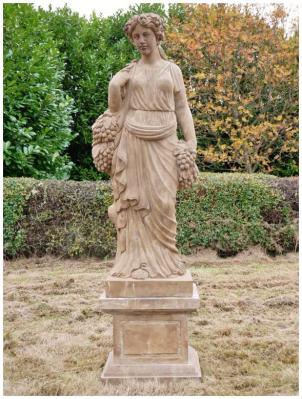 Hand Carved Stone Lady with Grapes Statue by Choice Furniture ...