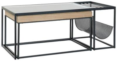 Metal and Wood Set of 2 Coffee Table with Mesh Storage by Choice ...