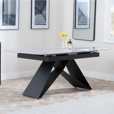 Westin 6-8 Seater Grey Ceramic Extending Dining Table with Black Cross ...