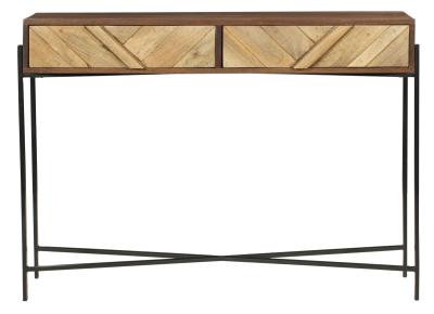 Clearance - Rennes Chevron 2 Drawer Console Table - Rustic Mango Wood ...