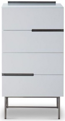 Alberto White and Chrome Metal 4 Drawer Narrow Chest by Choice ...