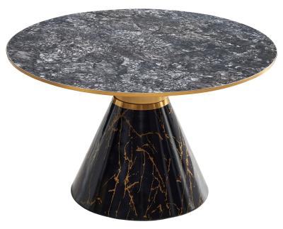 Funnel Black Ceramic Round Coffee Table with Gold Trim by Choice ...