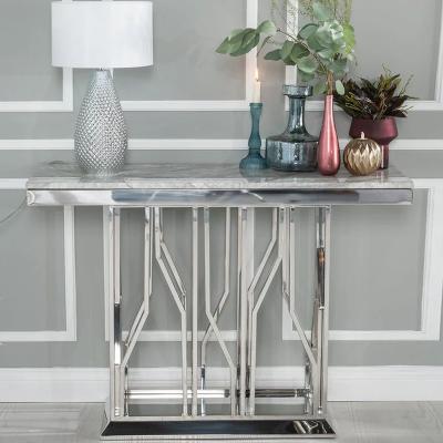 Vortex Grey Marble and Chrome Console Table by Choice Furniture Superstore | ufurnish.com