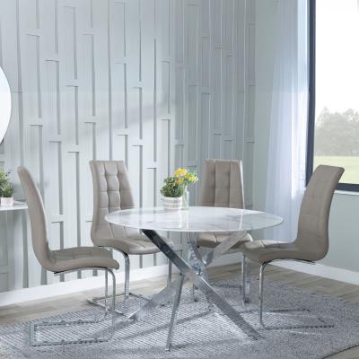 Clearance - Chopstick White Glass and Chrome Metal 4 Seater Round ...