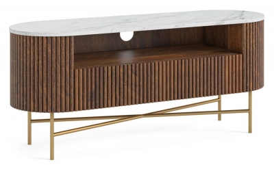 Harvard 120cm Fluted Curved TV Unit with White Marble Top by Choice ...