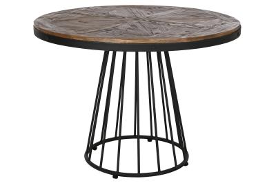 Shabby Wooden 2 Seater Round Dining Table with Metal Cone Base by ...
