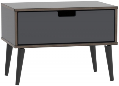 Shanghai Graphite 1 Drawer Bedside Cabinet with Wooden Legs by Choice ...