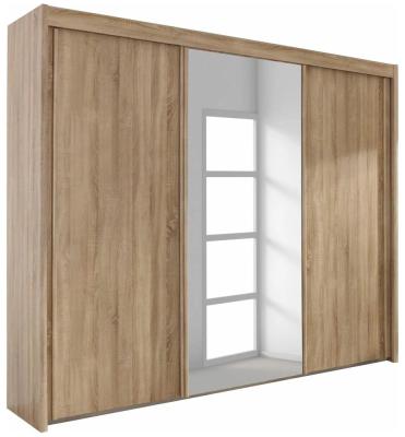 Rauch Imperial 250cm Oak 3 Door Mirror Sliding Wardrobe by Choice ...