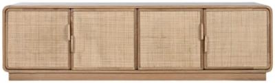 Cannes Solid Oak and Rattan Large TV Unit by Choice Furniture ...