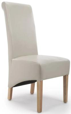2 x Krista Bonded Ivory Leather Roll Back Dining Chair by Choice ...