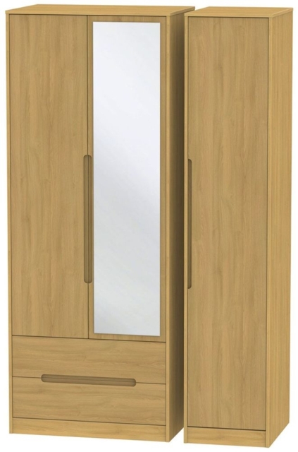 Monaco Modern Oak 3 Door Tall Combi Wardrobe - 1 Mirror and LHF 2 ...