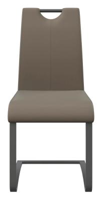 2 x Gabi Leather Dining Chair Taupe and Grey Faux Cantilever Base by ...