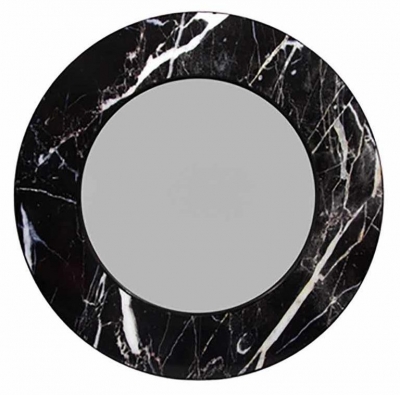 Allentown Black Marble Look Round Wall Mirror by Choice Furniture ...