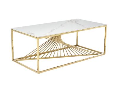 Calabria White Sintered Stone and Gold Coffee Table by Choice Furniture ...