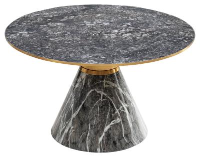 Funnel Grey Ceramic Round Coffee Table with Gold Trim by Choice ...