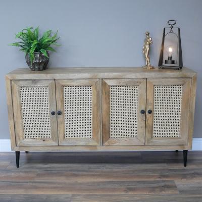 Dutch Acacia Wood and Rattan 4 Door Medium Sideboard by Choice Furniture Superstore | ufurnish.com