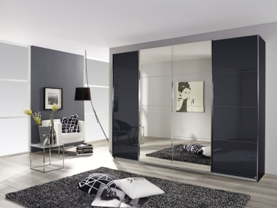 Rauch Syncrono 361cm Basalt Glass 4 Door Mirror Sliding Wardrobe ...