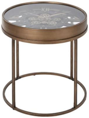 Loft Glass and Gold Metal Clock Side Table by Choice Furniture ...