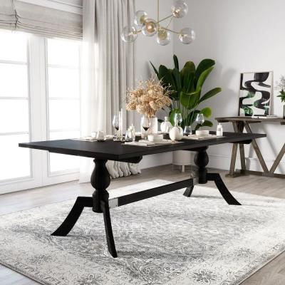 Clearance - Pimlico 6 Seater Mango Wood Black Pedestal Dining Table by ...