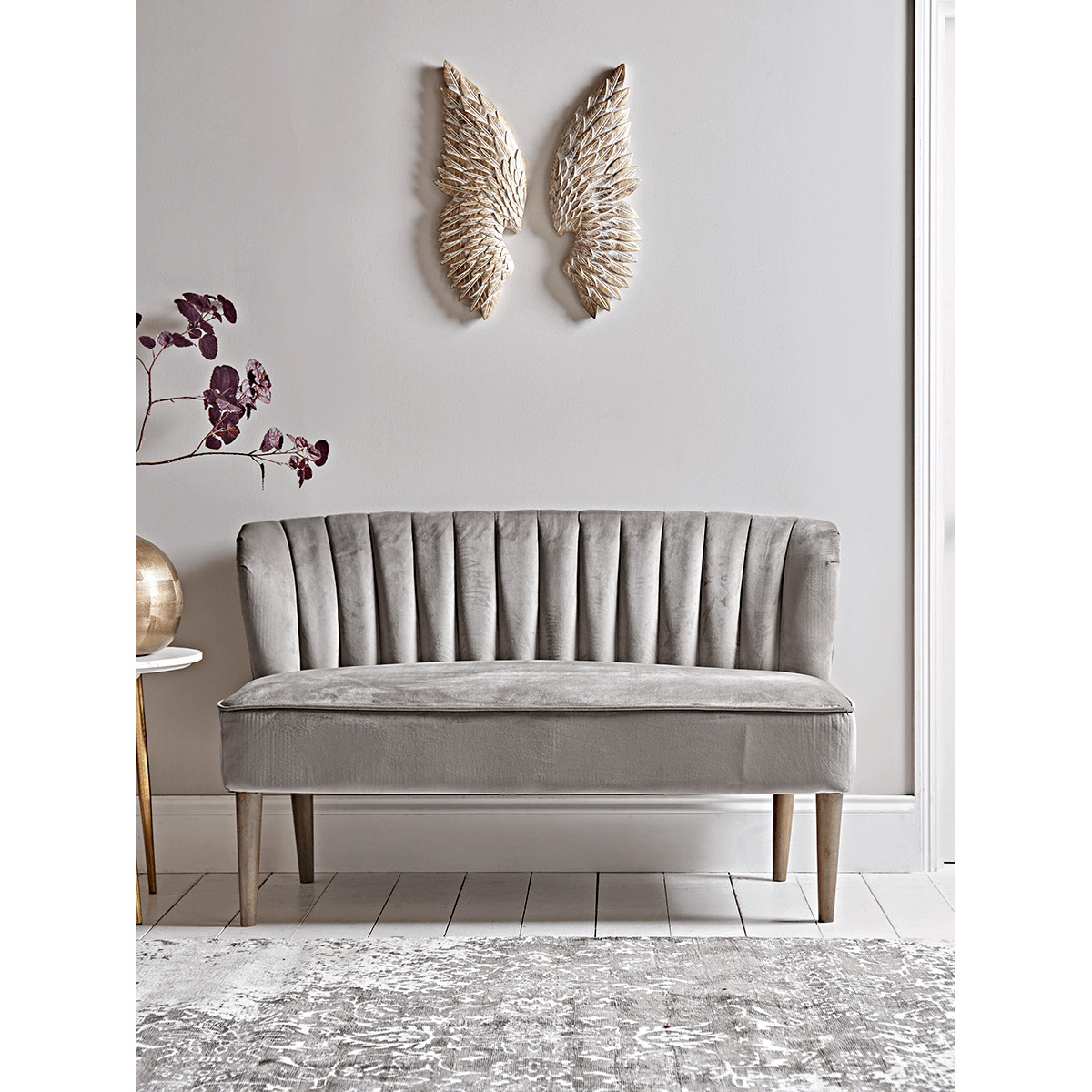 Fluted Velvet Sofa - Grey by Cox & Cox | ufurnish.com