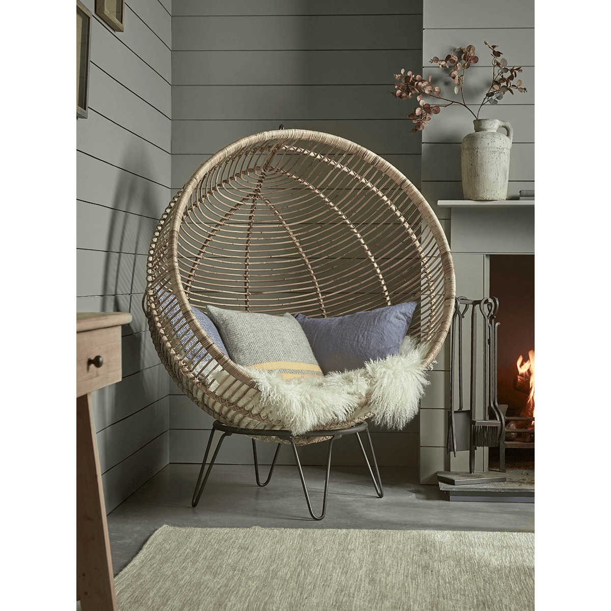 Round Rattan Cocoon Chair by Cox & Cox | ufurnish.com