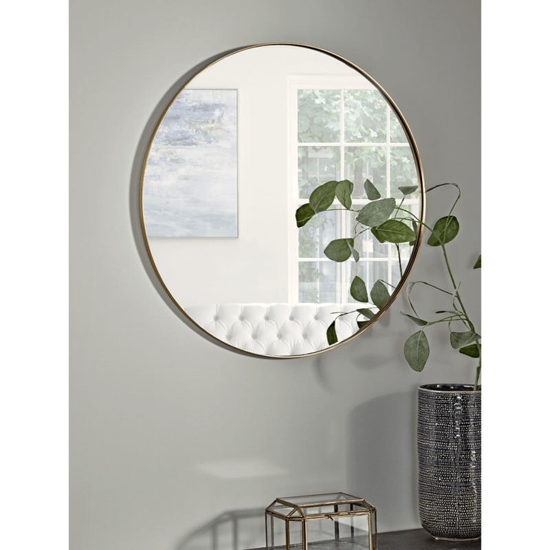 Antique Brass Slim Frame Round Mirror - Extra Large by Cox & Cox ...