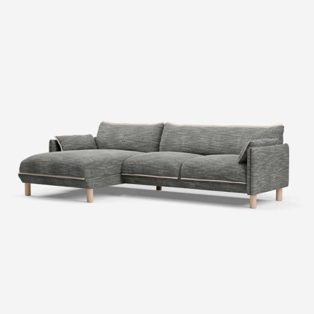 Cozy 4 Seater LH Chaise Sofa - Salt & Pepper Textured Weave by cozmo ...