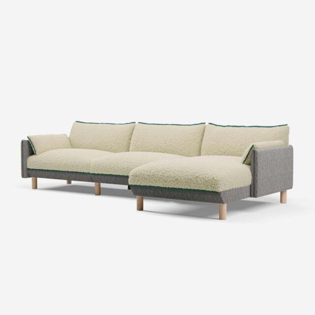 Cozy 5 Seater RH Chaise Sofa - Salt & Pepper Textured Weave by cozmo ...