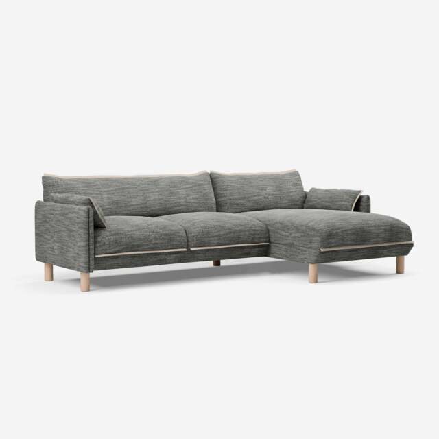 Cozy 4 Seater RH Chaise Sofa - Salt & Pepper Textured Weave by cozmo ...