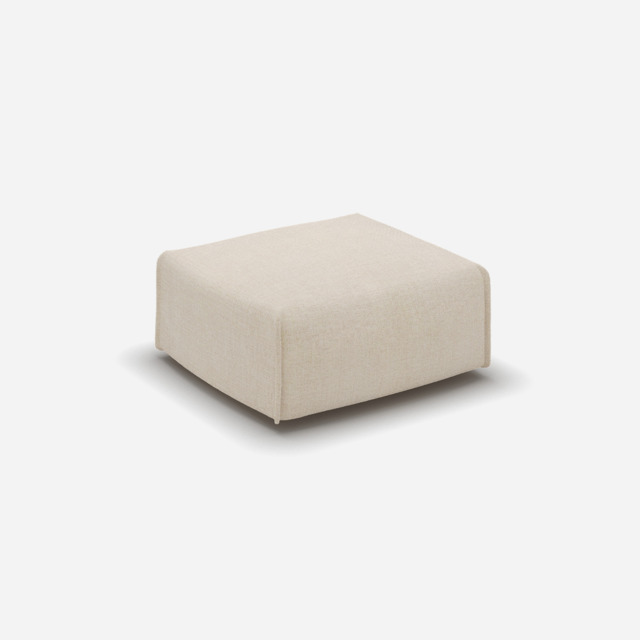 Float Square Ottoman - Cream Textured Weave by cozmo | ufurnish.com