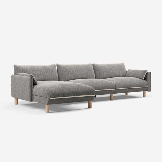 Cozy 5 Seater LH Chaise Sofa - Salt & Pepper Textured Weave by cozmo ...