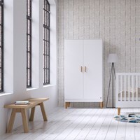 Vox Lounge Double Wardrobe in White & Oak by Cuckooland | ufurnish.com