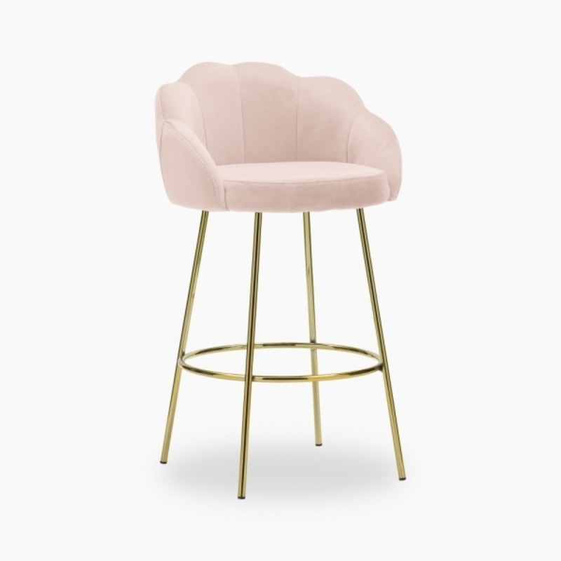 £70 Off Ariel Kitchen Stool, Light Pink Velvet Leg Colour: Brass by ...