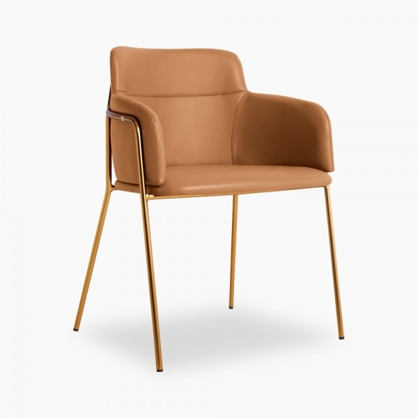 £70 Off Harriet Carver Dining Chair, Tan Leg Colour: Brass by Cult ...