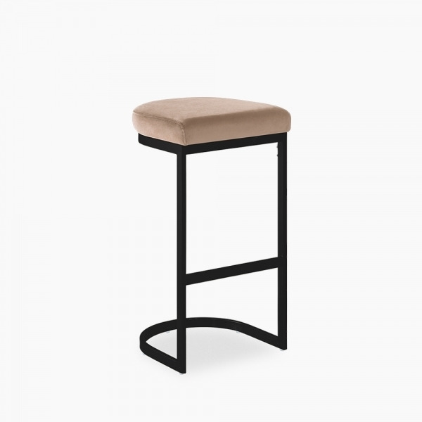 Matteo Bar Stool, Taupe Sustainable Velvet Leg Colour: Black by Cult ...