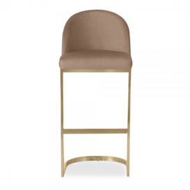 Matteo Bar Stool with Backrest, Taupe Sustainable Velvet Leg Colour ...