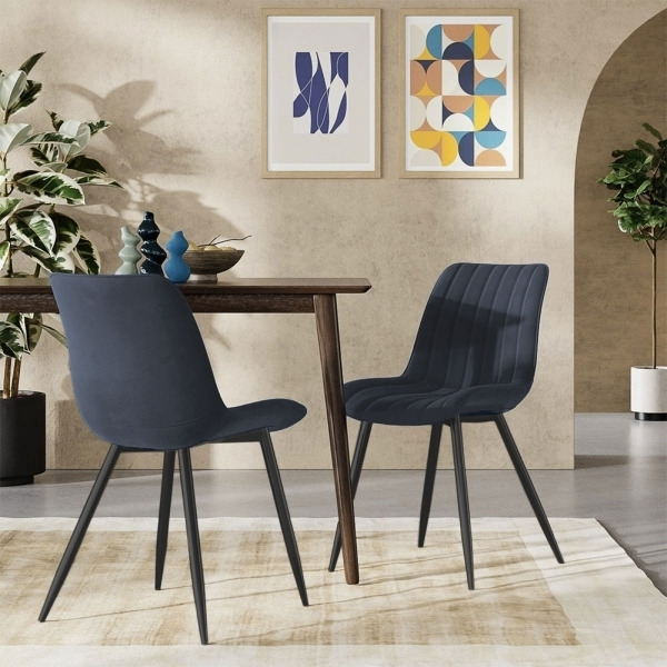£10 Off Taylor Dining Chair, Ink Grey Sustainable Velvet & Black by ...