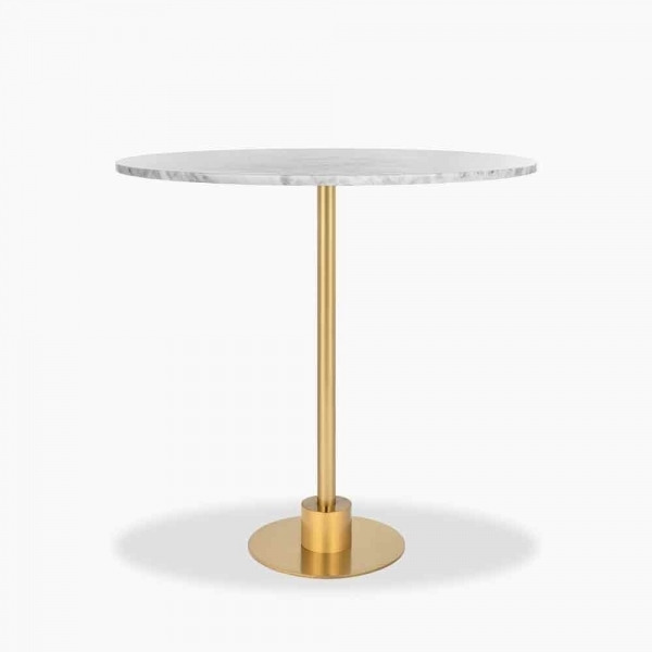£160 Off Harrow Round Bar Table, White Marble & Brass Size: 70cm by ...