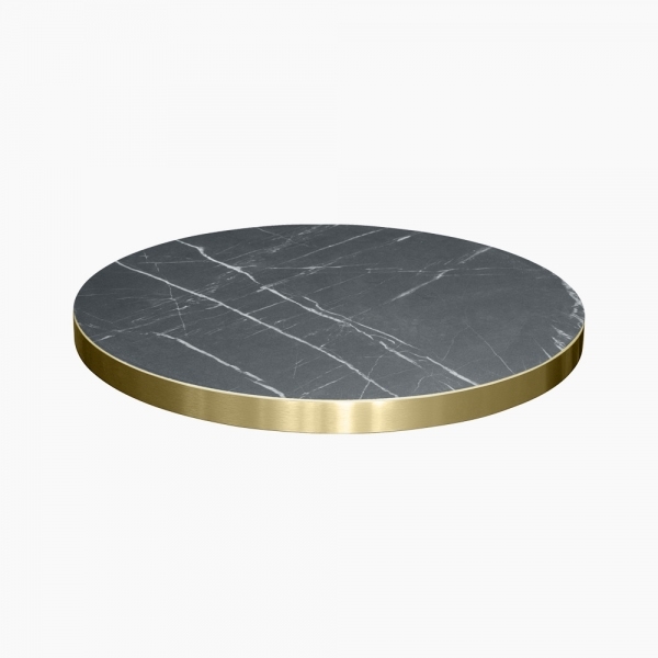 Phoenix Round Table Top, Marble Effect Laminate & Brass Size: 70cm by ...