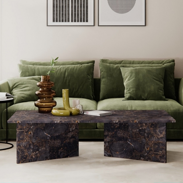 Vega Coffee Table, Storm Grey Marble by Cult Furniture | ufurnish.com