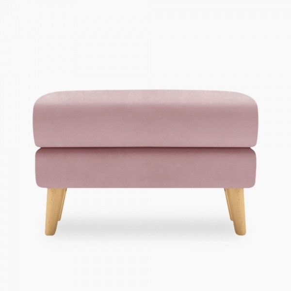 Footstool Fabric and Leg Colour: Velvet, Blush Pink, Leg Natural by ...