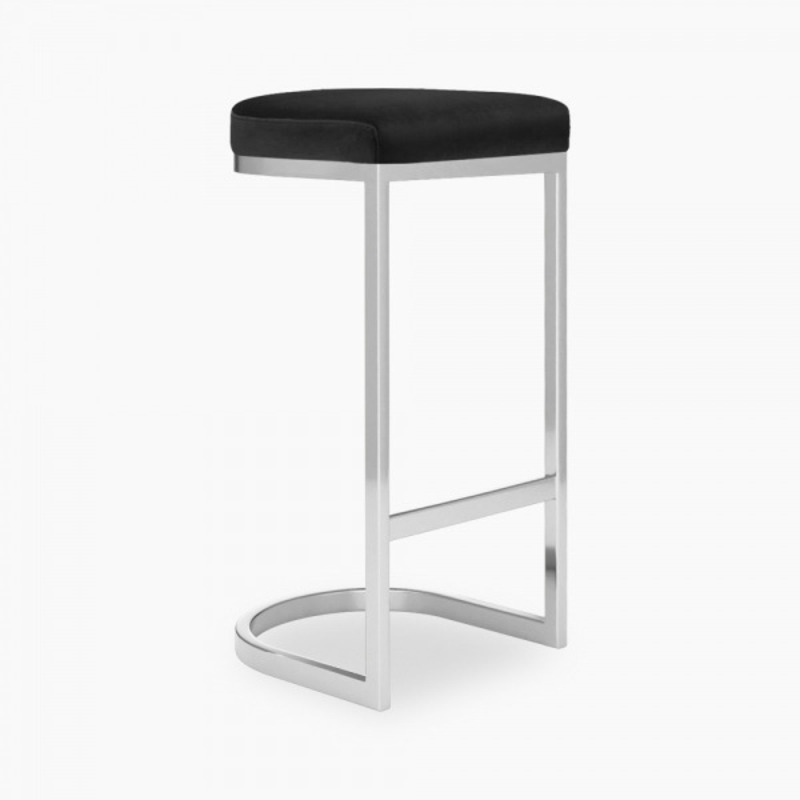 Matteo Bar Stool, Black Velvet Leg Colour: Chrome by Cult Furniture ...