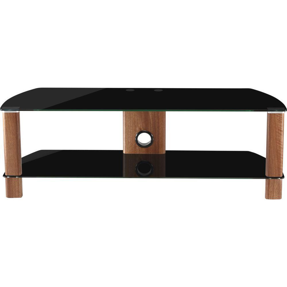 Alphason Century 1200 TV Stand - Walnut & Black Glass, Black,Brown by ...