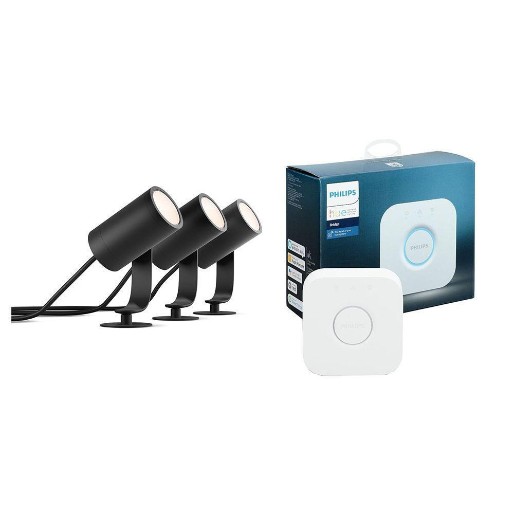 Philips Hue Lily White and Colour Smart LED Outdoor Base Kit & Bridge ...
