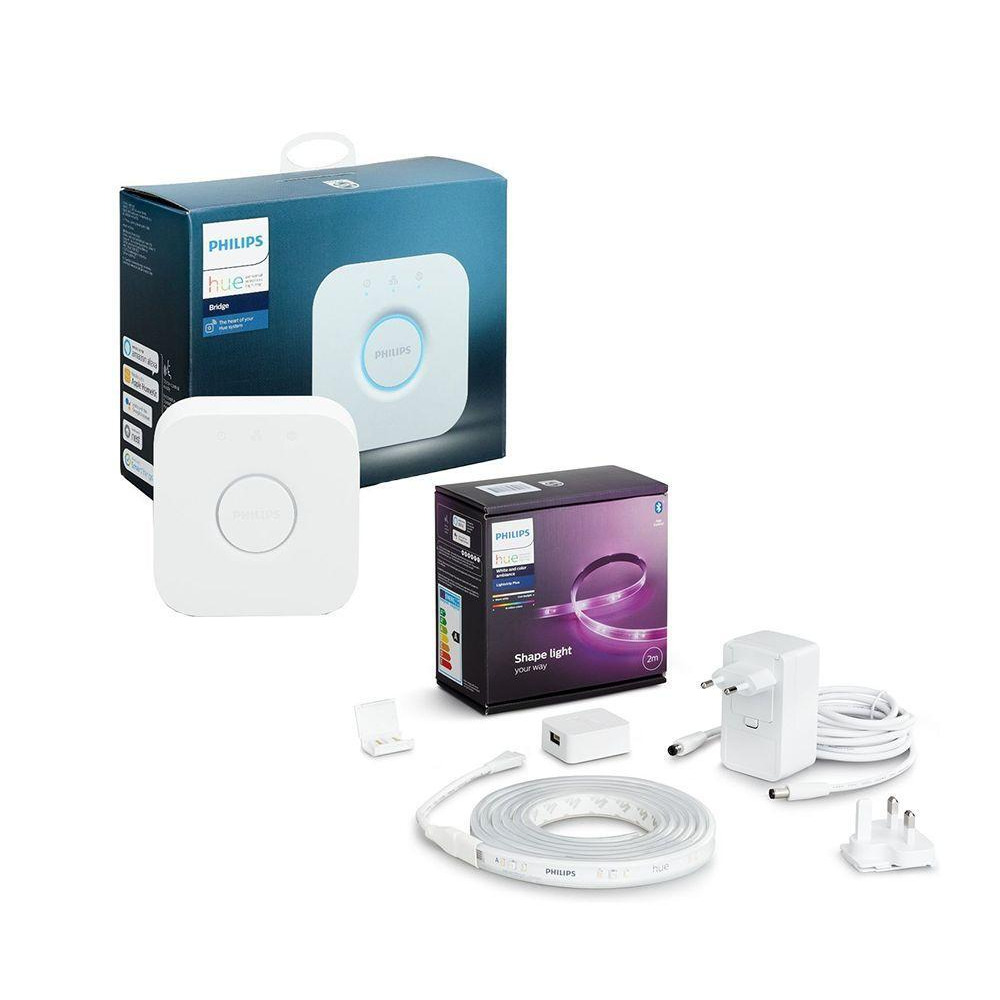 Philips Hue Smart LED Lightstrip Plus with Bluetooth (2 m) & Hue Bridge ...