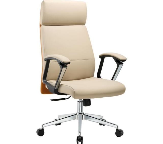 TTAP London PU Leather Tilting Executive Chair - Cream by Currys ...
